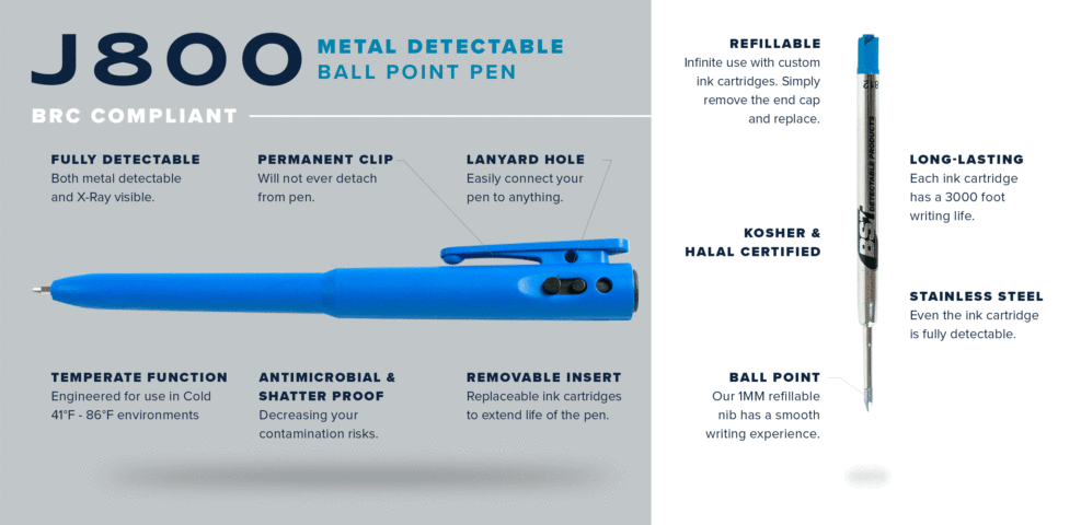 J800 Metal Detectable Retractable Pen – Blue Supply Company ...